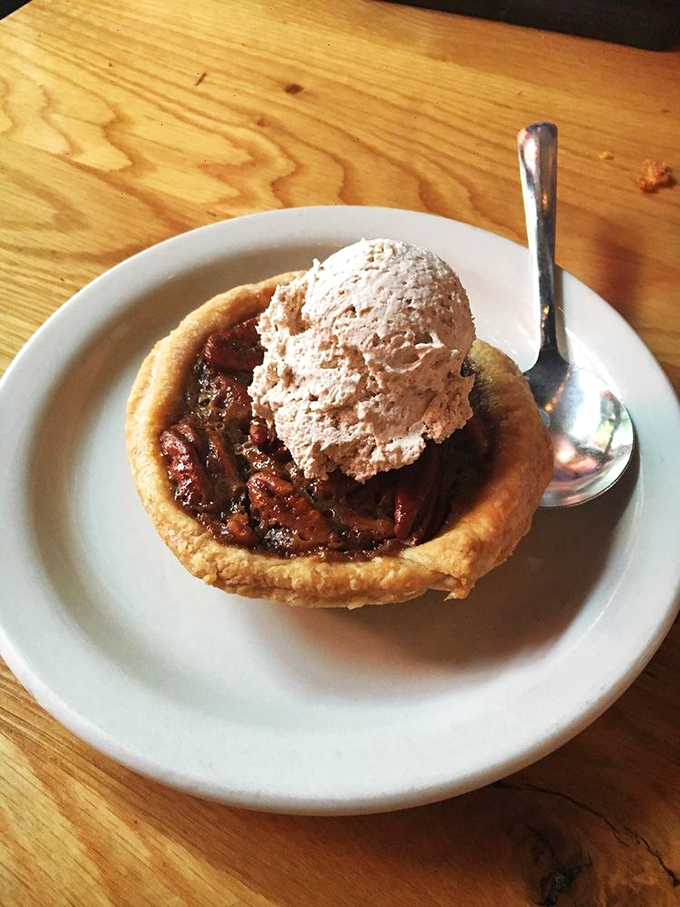 Pecan pie with a scoop of ice cream: the South's way of saying, "You thought you were full, but you're not." Sweet surrender never looked so good.