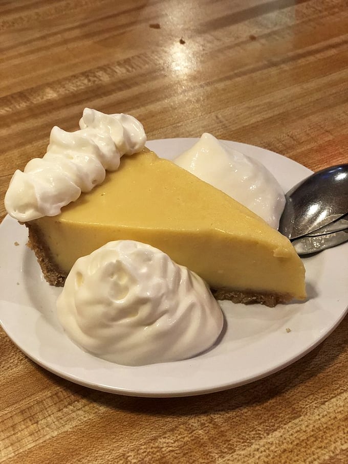 Sweet finale! This slice of pie is the mic drop of desserts, a creamy crescendo that'll have you humming with delight long after the last bite.