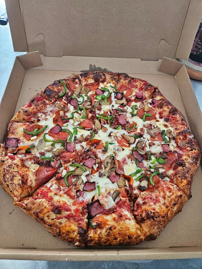 Pizza that's loaded like your favorite uncle at the family reunion. This supreme pie is a flavor fiesta in every slice.