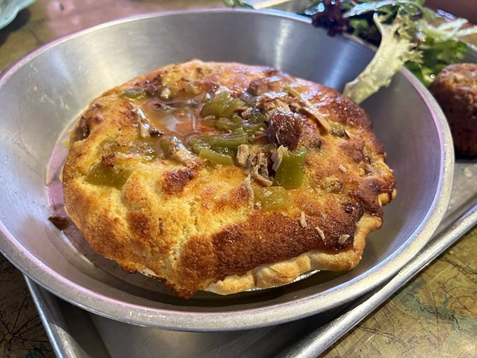 A savory surprise! This pot pie is like a warm hug for your taste buds, wrapped in a flaky, golden embrace.