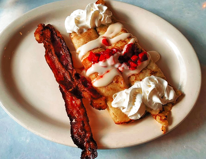 Berry delightful! These crepes are so pretty, you almost don't want to eat them. Almost. Resistance is futile against this sweet temptation.