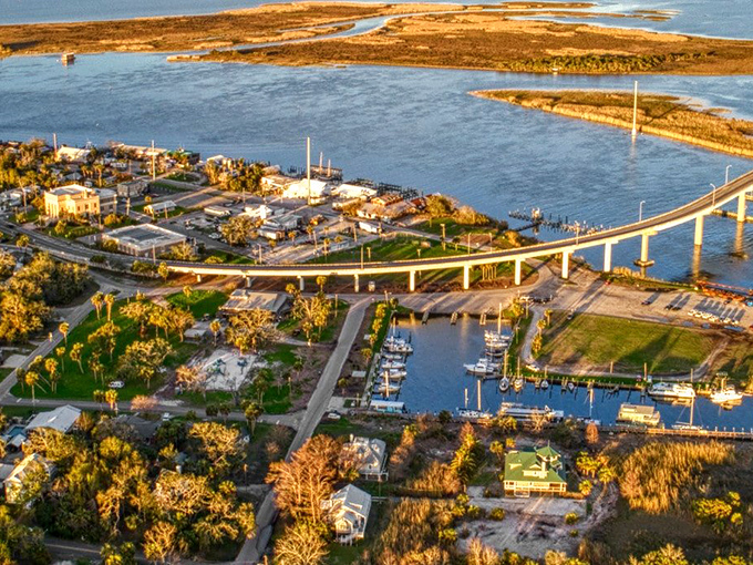 From up here, Apalachicola looks like a model train set designed by Mother Nature herself. All aboard the charm express!
