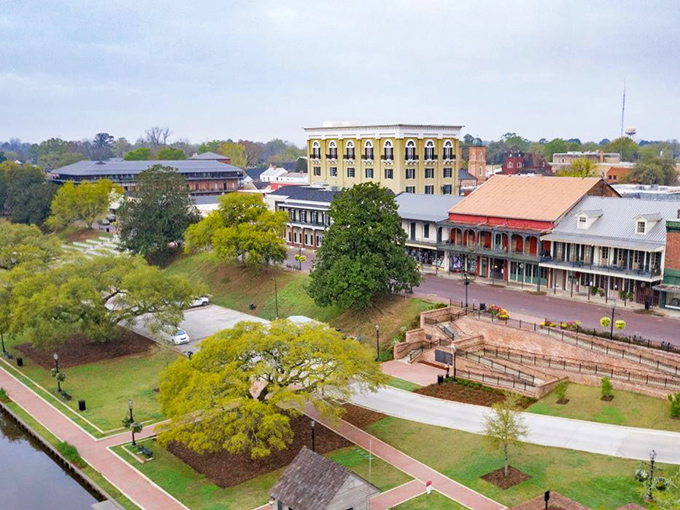 Bird's eye view of paradise: Where history, nature, and small-town charm collide in a perfect storm of Southern bliss.