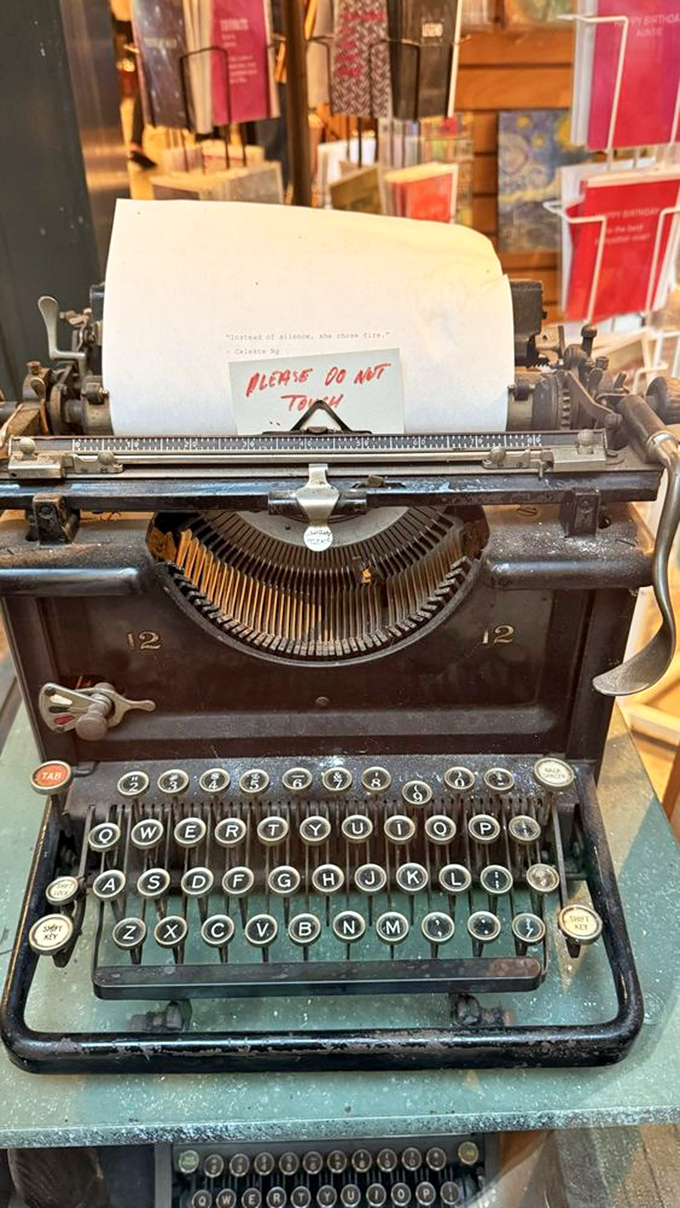 A typewriter that's seen some stories! This vintage beauty whispers tales of Hemingway-esque adventures &ndash; or at least some sternly worded letters.