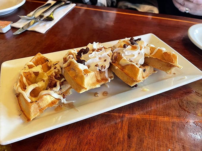 Waffle perfection achieved! These golden beauties are ready for their syrupy waterfall moment. Prepare your taste buds for liftoff!
