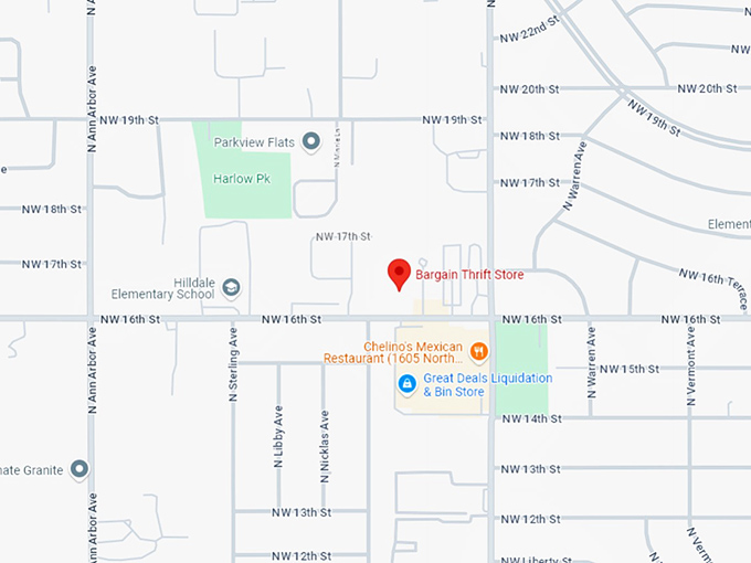 16 bargain thrift store map