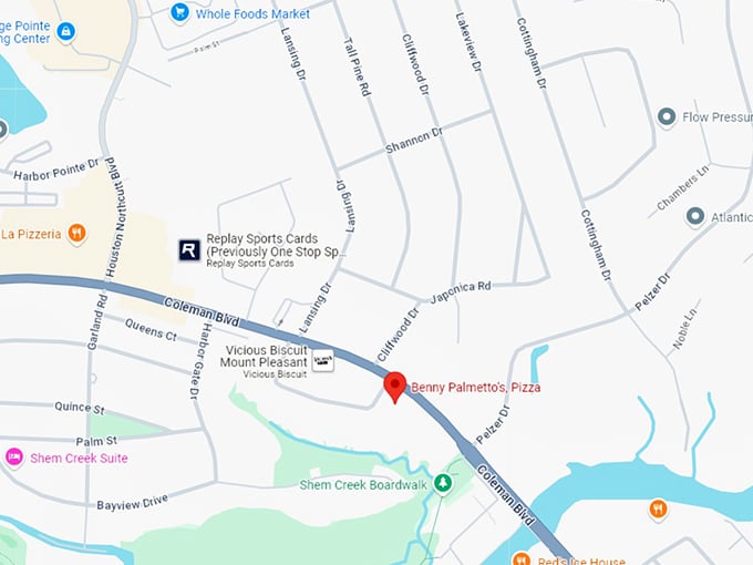 16 benny palmetto's, pizza map