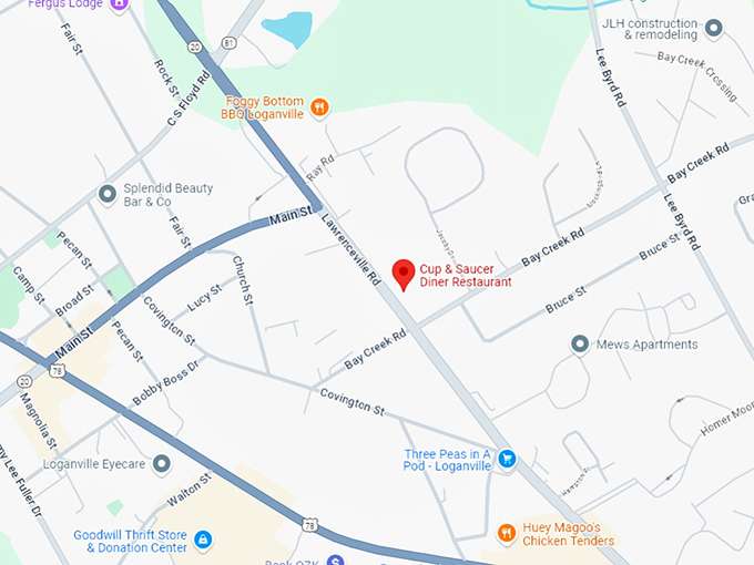 16 cup & saucer diner restaurant map