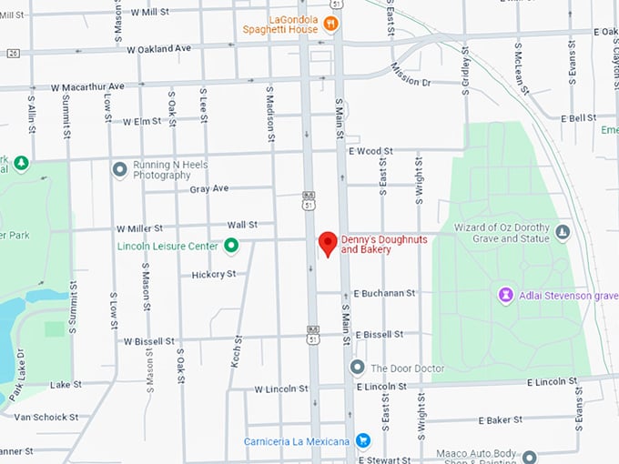 16 denny's doughnuts and bakery map