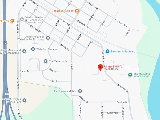 16 farmer brown's steak house map