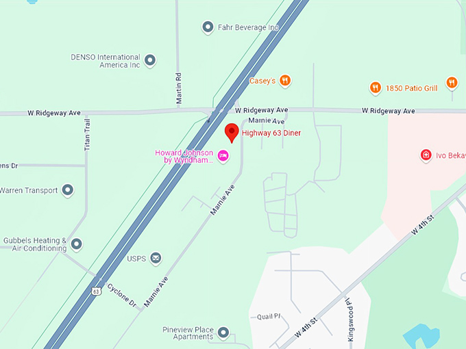 16 highway 63 diner map