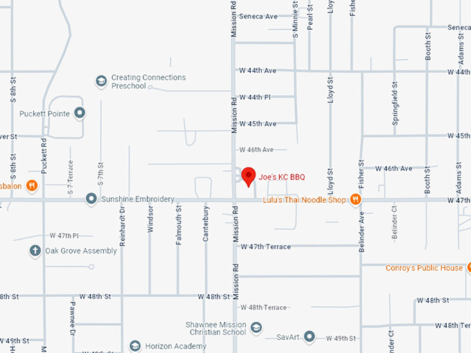 16 joe's kansas city bar b que map