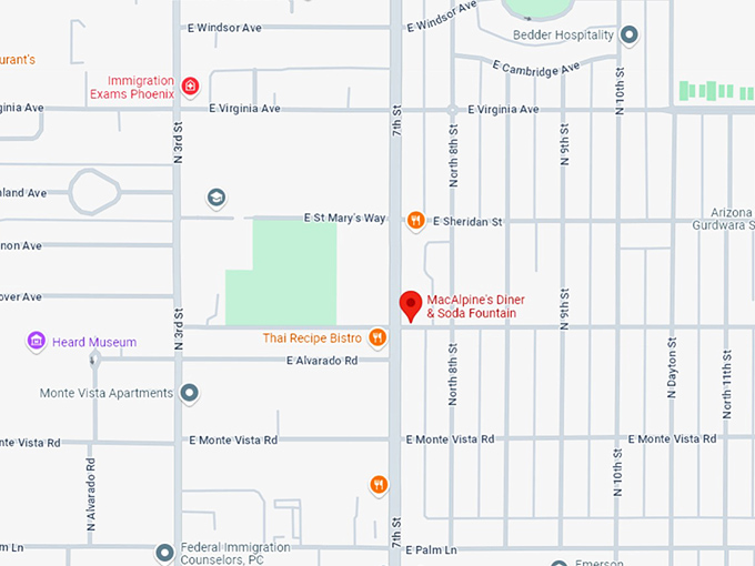 16 macalpine's diner & soda fountain map