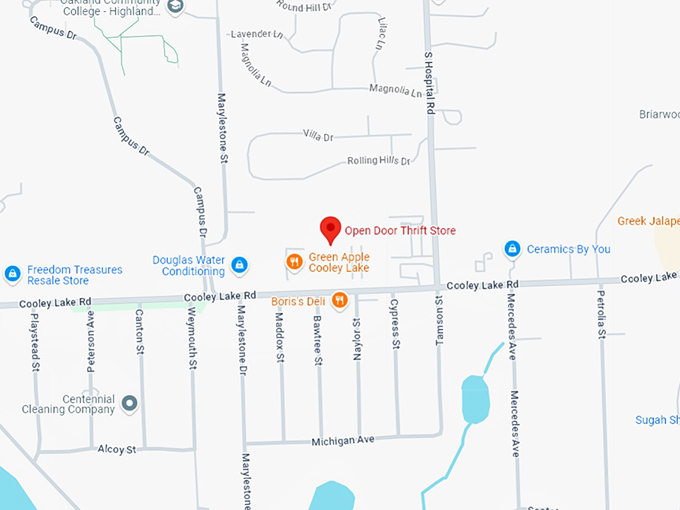 16 open door thrift store map