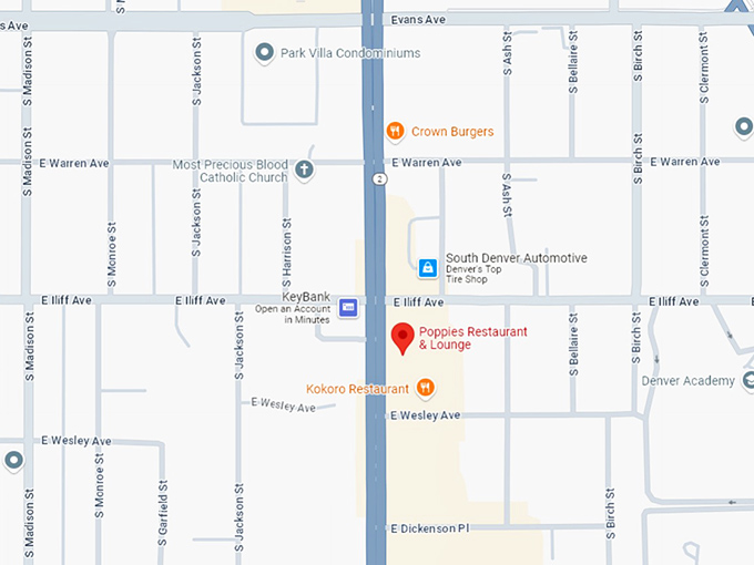 16 poppies restaurant & lounge map