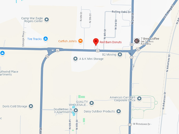 16 red barn donuts map