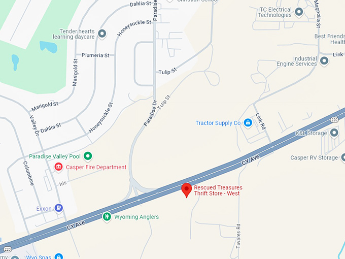 16 rescued treasures thrift store west map