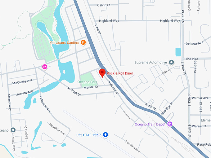 16 rock & roll diner map