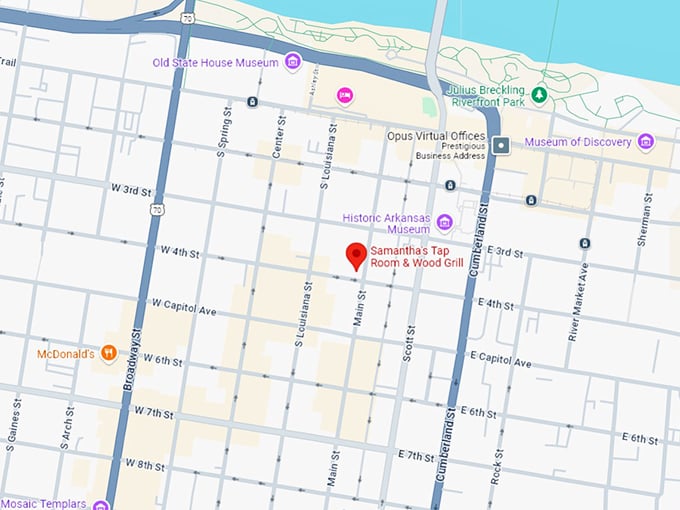 16 samantha's tap room & wood grill map