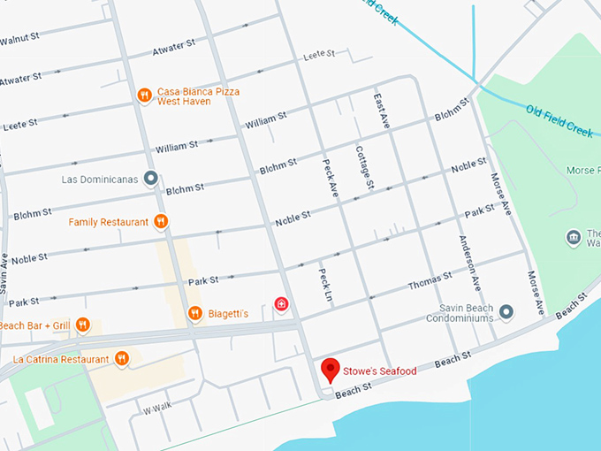 16 stowe's seafood map