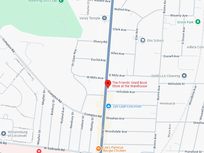 16 the friends' used book store at the warehouse map