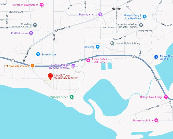 16. aj's oldtown steakhouse & tavern map
