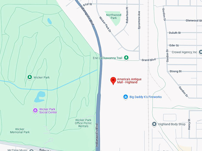 16. america's antique mall highland map