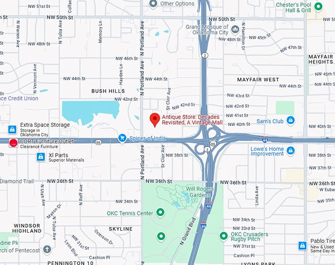 16. antique store decades revisited, a vintage mall map