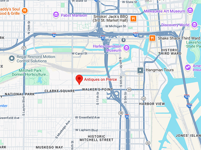 16. antiques on pierce map