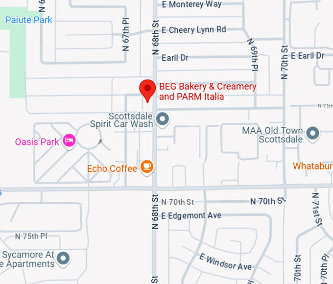 16. beg bakery & creamery and p.a.r.m. italia map