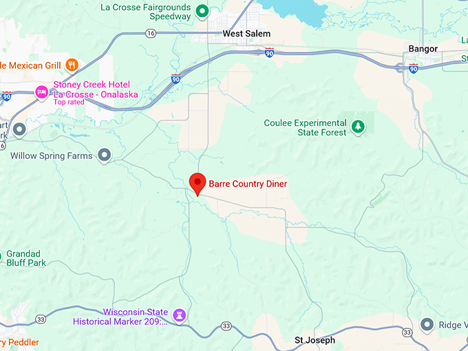 16. barre country diner map