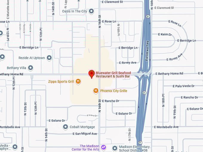 16. bluewater grill seafood restaurant & sushi bar map