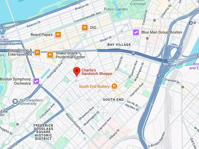 16. charlie's sandwich shoppe map