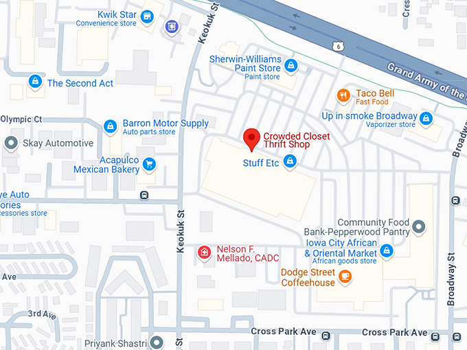 16. crowded closet thrift shop map