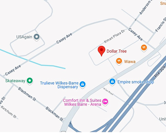16. dollar tree (958 wilkes barre township blvd) map
