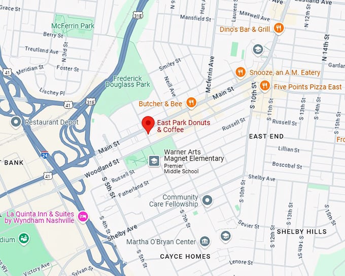 16. east park donuts & coffee map