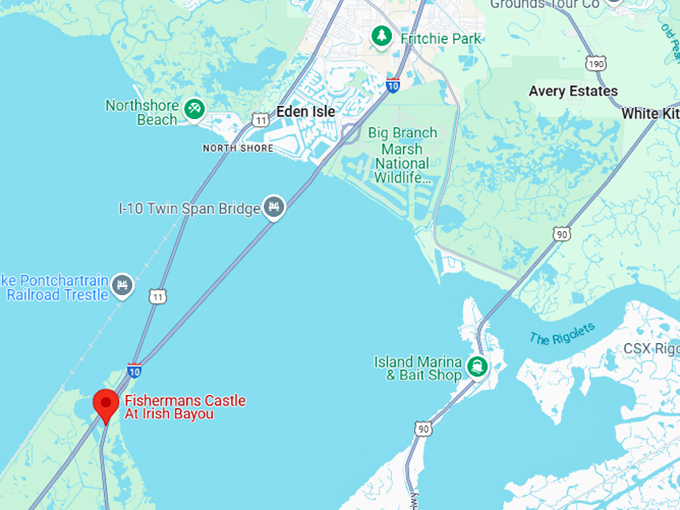 16. fishermans castle at irish bayou map