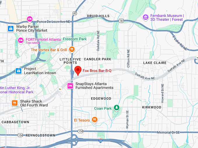 16. fox bros. bar b q map