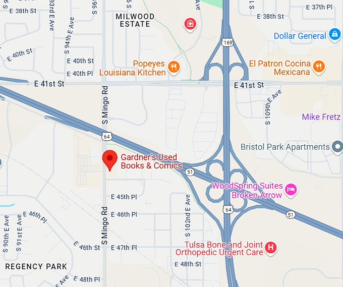 16. gardner's used books & comics map