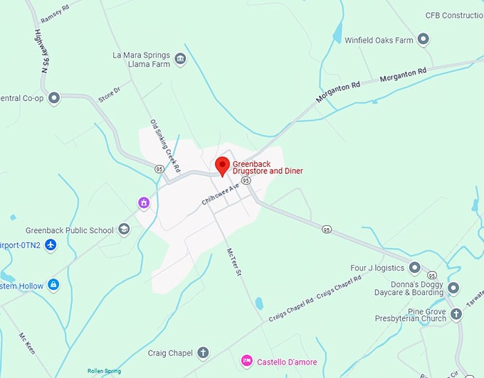 16. greenback drugstore and diner map