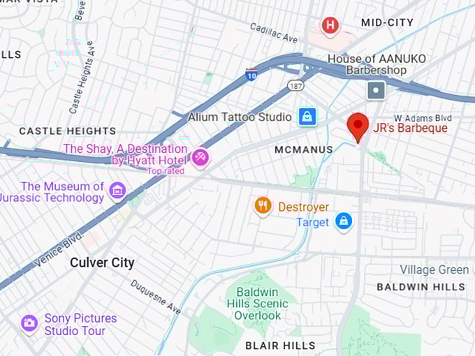16. j&r's bar b que map