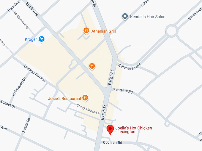 16. joella's hot chicken lexington map