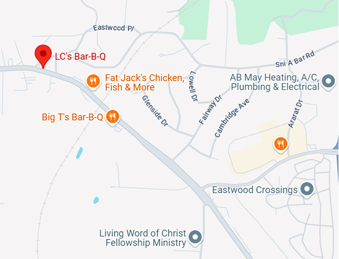 16. lc's bar b q map