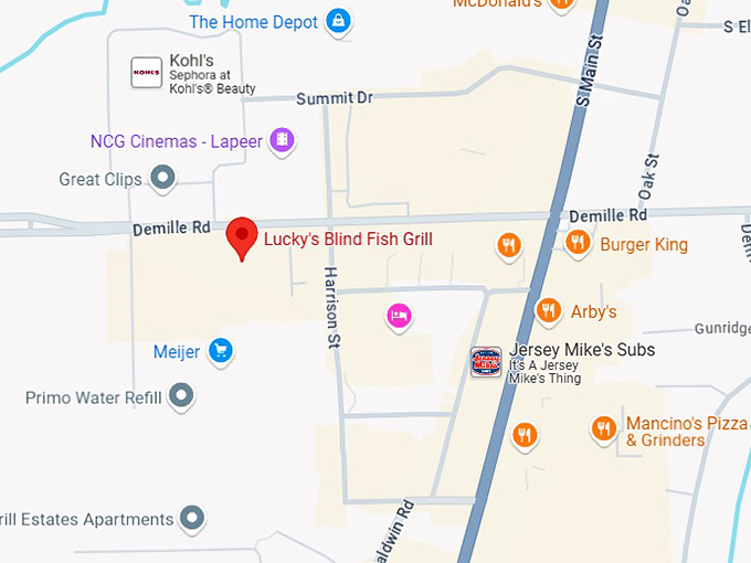 16. lucky's blind fish grill map