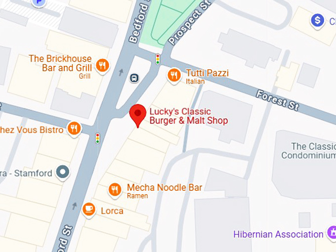 16. lucky's classic burger & malt shop map