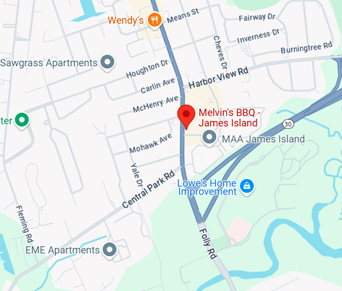 16. melvin’s barbecue map