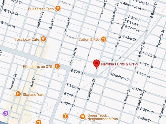 16. narobia's grits & gravy map