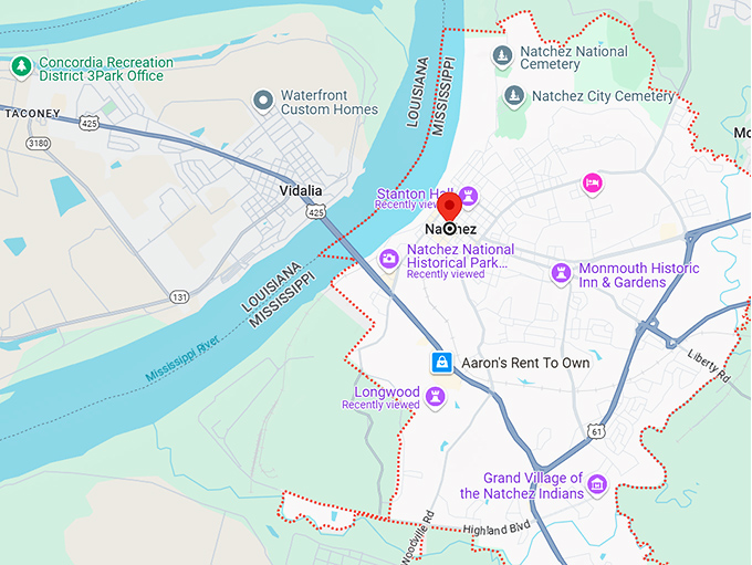 16. natchez mississippi map