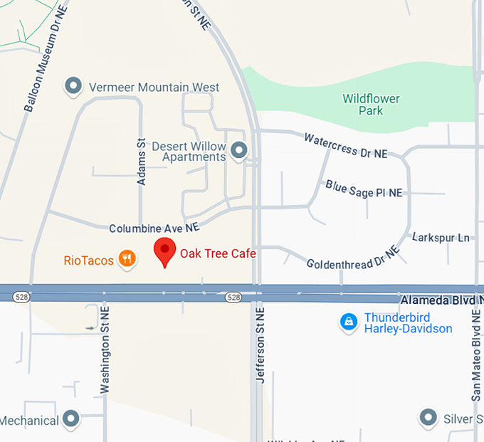 16. oak tree cafe map