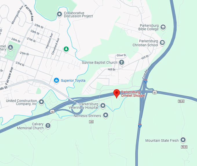 16. parkersburg omelet shoppe map